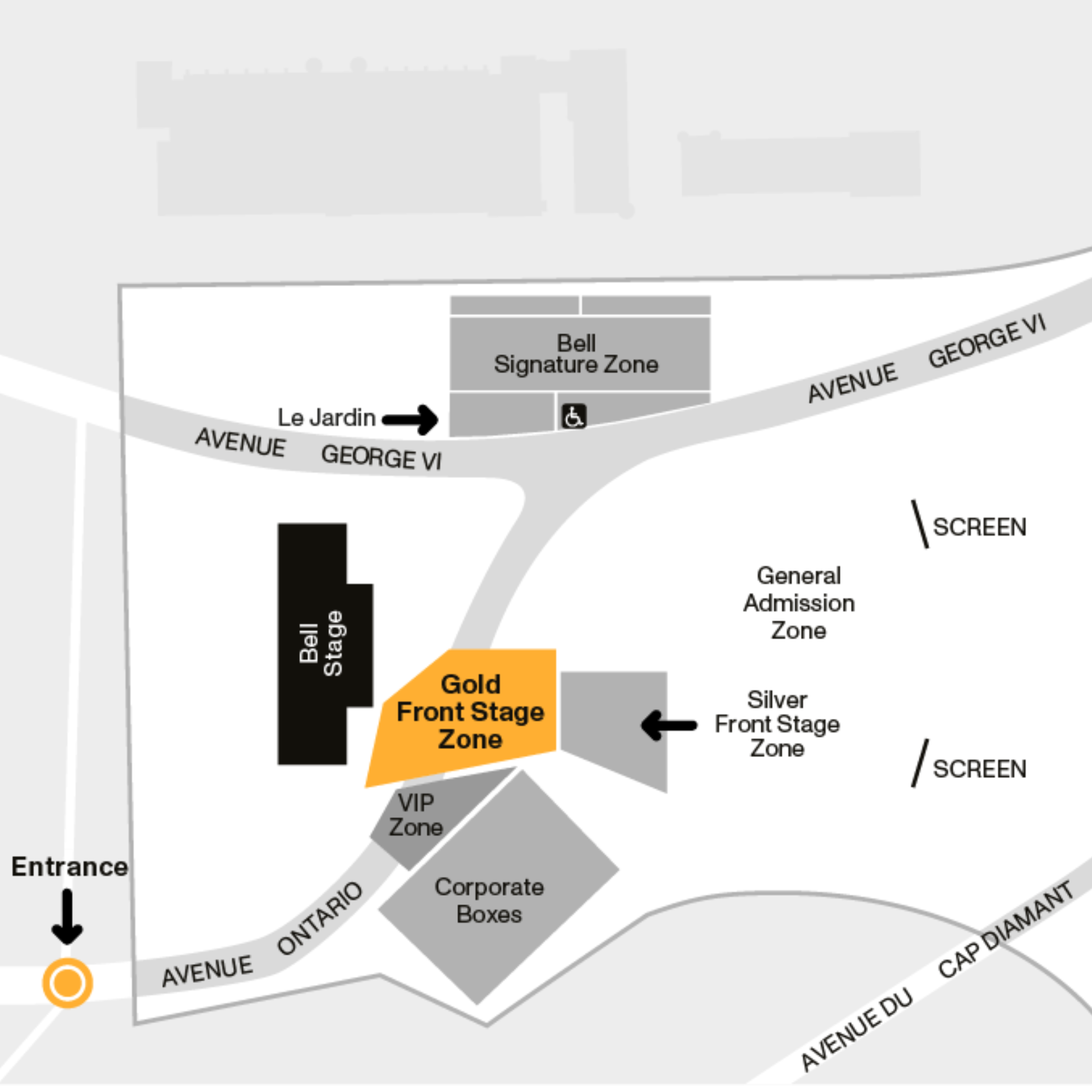 Gold Front Stage Zone | Festival d'été de Québec